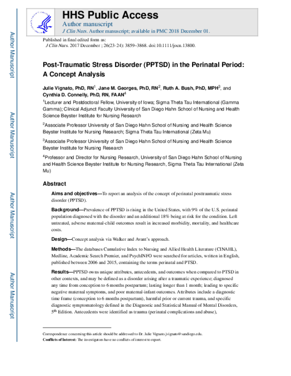(PDF) Post-traumatic stress disorder in the perinatal period: A concept ...