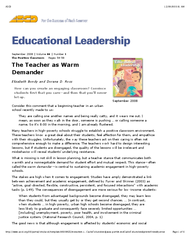 (PDF) The Teacher As Warm Demander