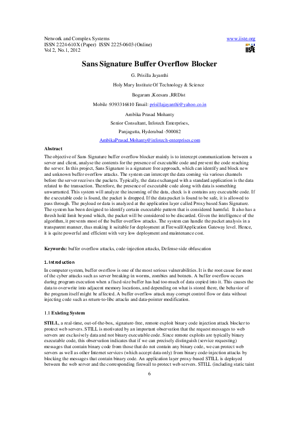 (PDF) 11.Sans Signature Buffer Overflow Blocker