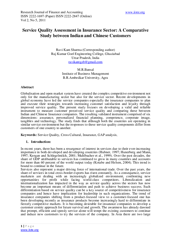 (PDF) 11.Service Quality Assessment in Insurance Sector A Comparative ...