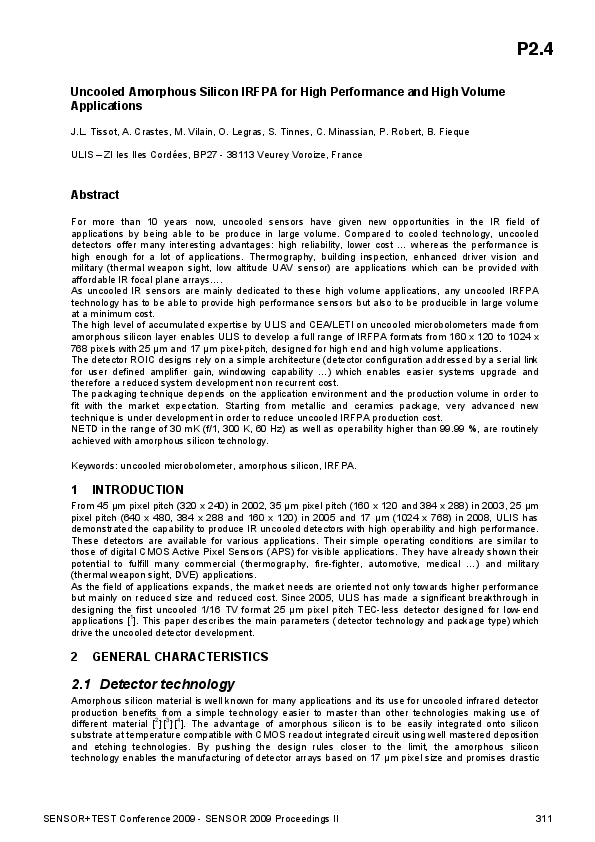 (PDF) Uncooled amorphous silicon IRFPA for high performance and high ...