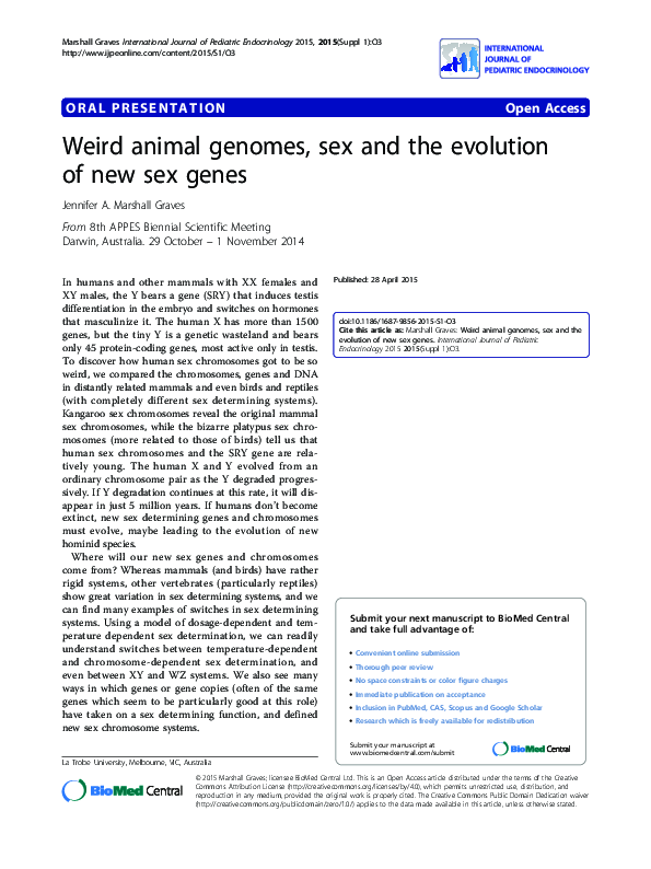 (PDF) Weird animal genomes, sex and the evolution of new sex genes