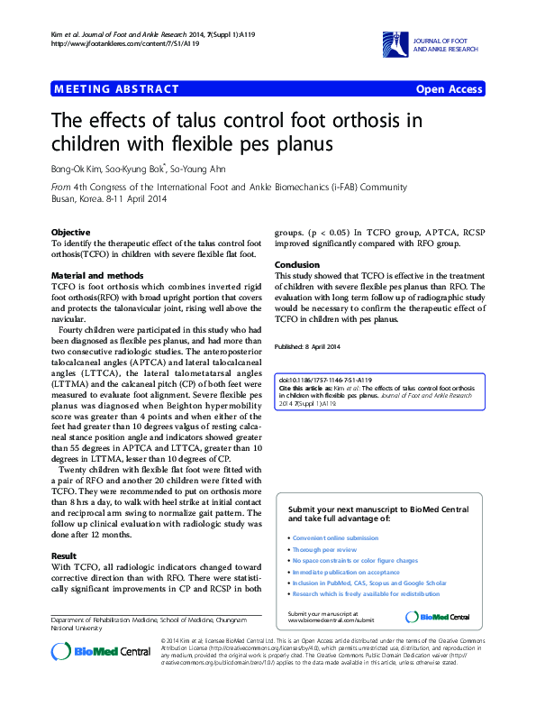 (PDF) The effects of talus control foot orthosis in children with ...