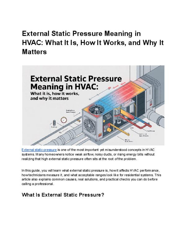 (PDF) External Static Pressure Meaning in HVAC: What It Is, How It ...