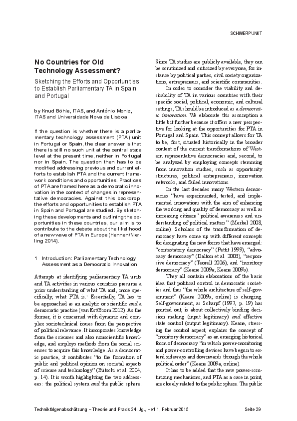 (PDF) No Countries for Old Technology Assessment?