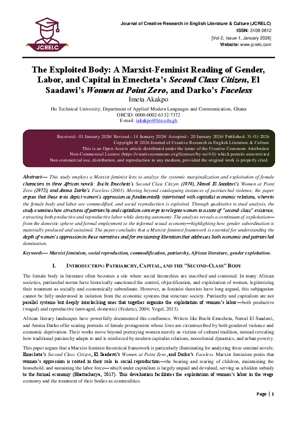 (PDF) The Exploited Body: A Marxist-Feminist Reading of Gender, Labor ...