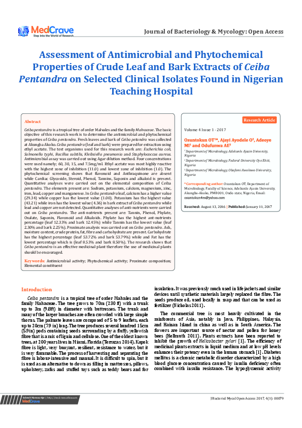 (PDF) Assessment of Antimicrobial and Phytochemical Properties of Crude ...