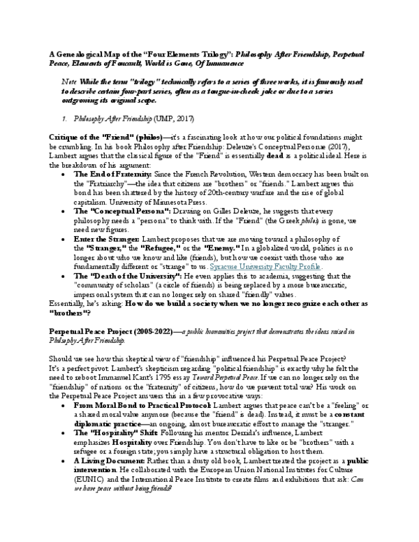 (PDF) AI Map of Gregg Lambert's Four Elements Trilogy (2017-2026)