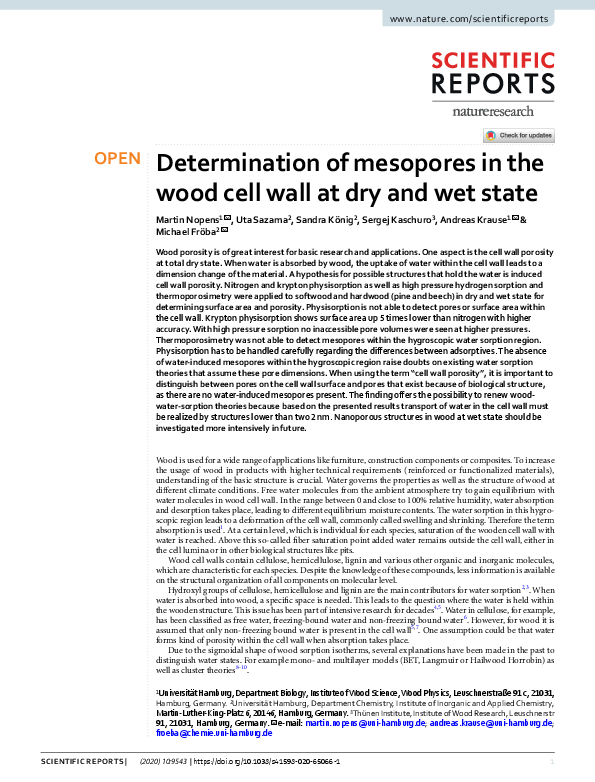 (PDF) Determination of mesopores in the wood cell wall at dry and wet state