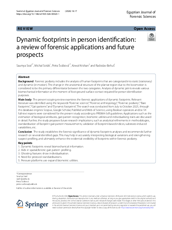 (PDF) Dynamic footprints in person identification: a review of forensic ...