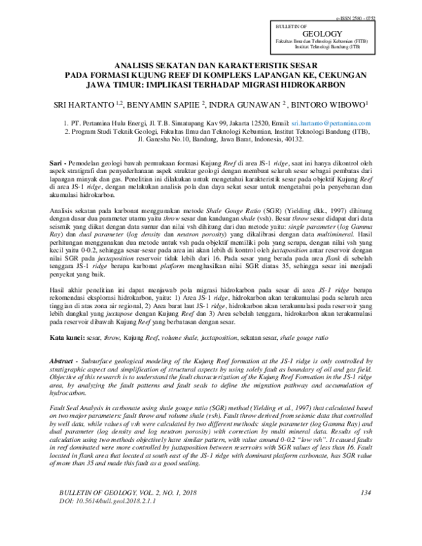 (PDF) Analisis Sekatan dan Karakteristik Sesar pada Formasi Kujung Reef ...