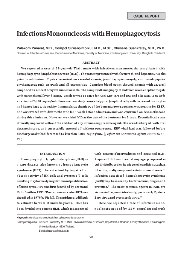 (PDF) Infectious Mononucleosis with Hemophagocytosis