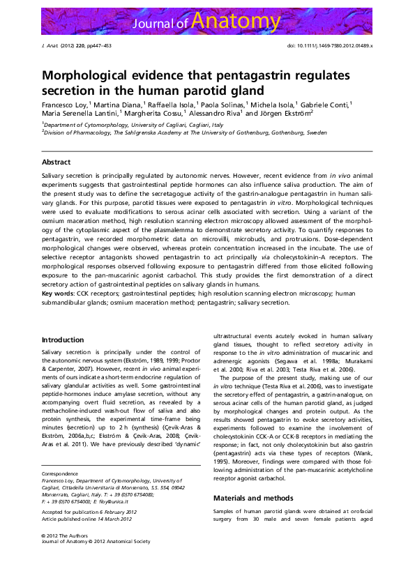 (PDF) Morphological evidence that pentagastrin regulates secretion in ...