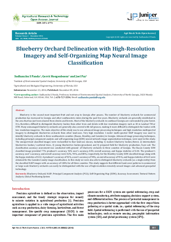 (PDF) Blueberry Orchard Delineation with High-Resolution Imagery and ...