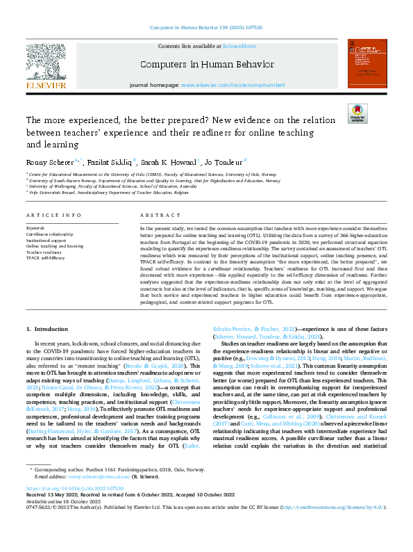 (PDF) The More Experienced, the Better Prepared? New Evidence on the ...