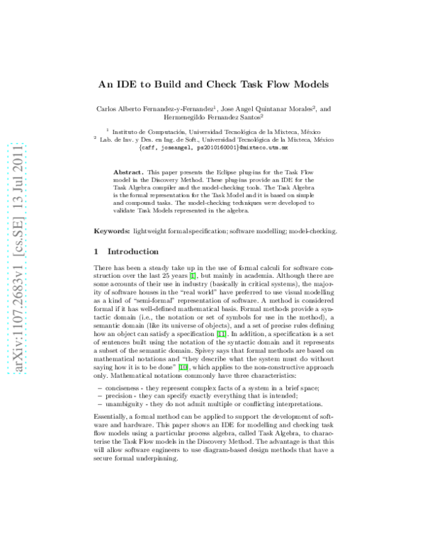 (PDF) An IDE to Build and Check Task Flow Models
