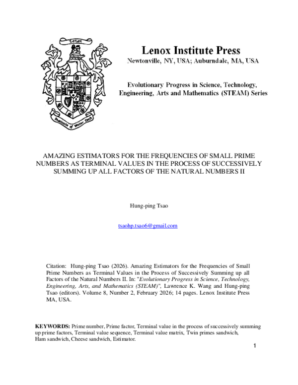 (PDF) AMAZING ESTIMATORS FOR THE FREQUENCIES OF SMALL PRIME NUMBERS AS ...
