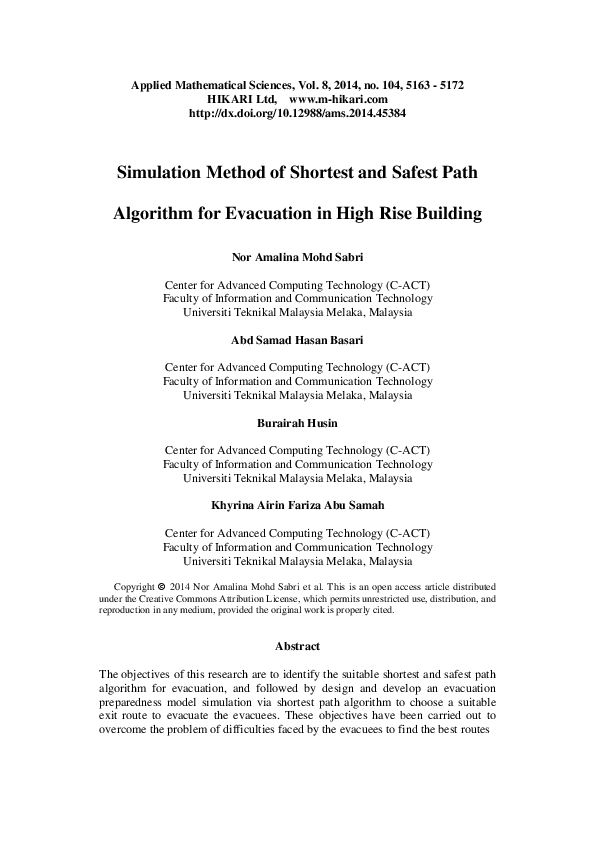 (PDF) Simulation method of shortest and safest path algorithm for ...