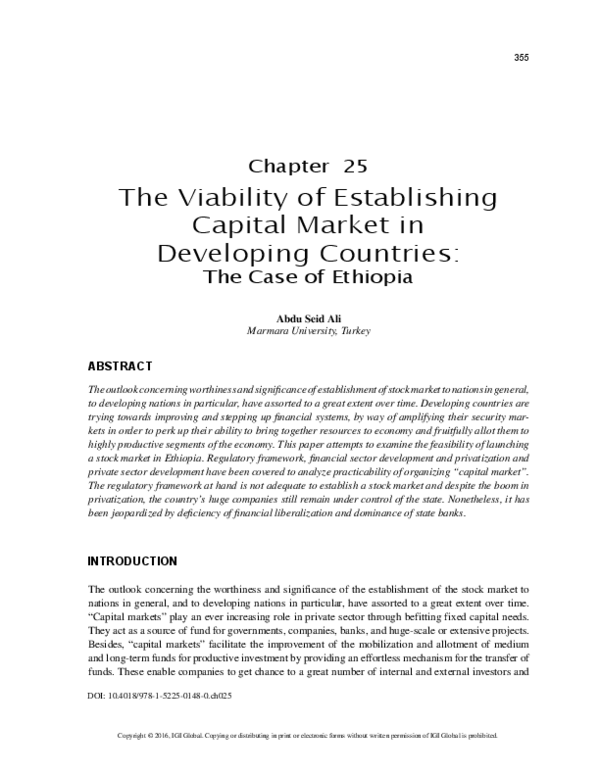 (PDF) The Viability of Establishing Capital Market in Developing Countries
