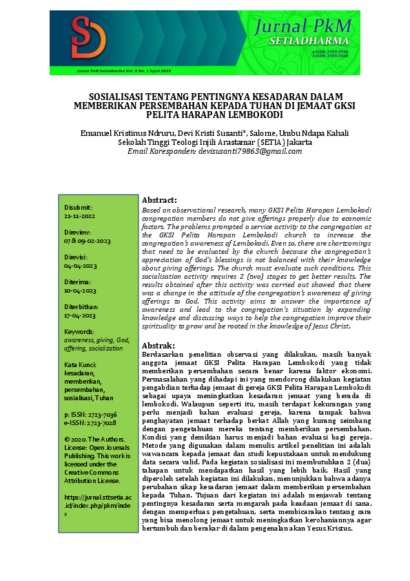 (PDF) Sosialisasi Tentang Pentingnya Kesadaran Dalam Memberikan ...