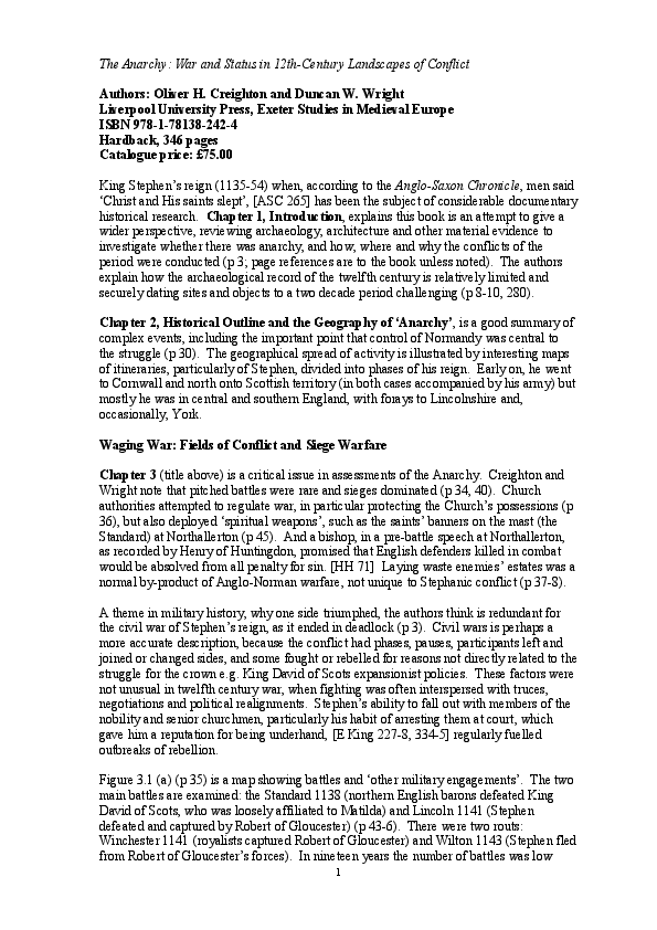 (PDF) Review article: The Anarchy: War and Status in 12th-Century ...