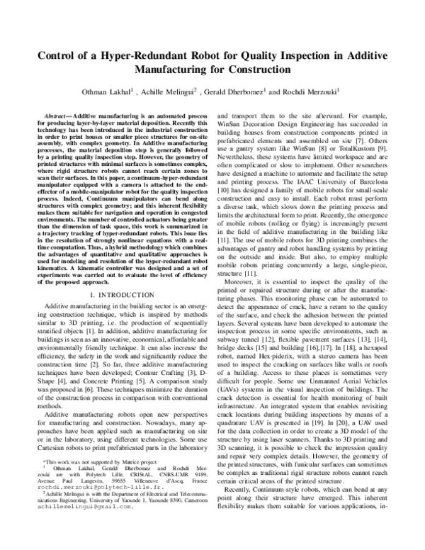 (PDF) Control of a Hyper-Redundant Robot for Quality Inspection in ...