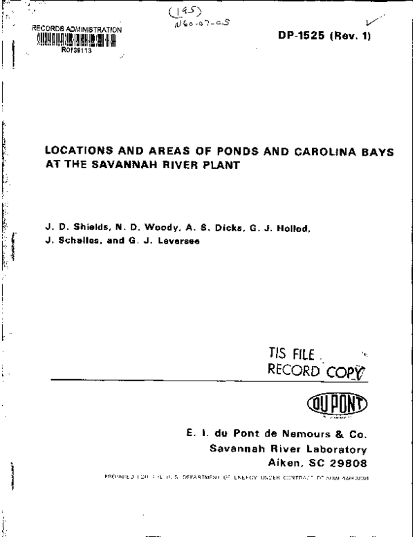 (PDF) Locations and areas of ponds and Carolina Bays at the Savannah ...