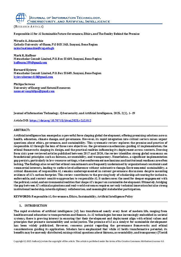 (PDF) Responsible AI for AI Sustainable Future Governance, Ethics, and ...