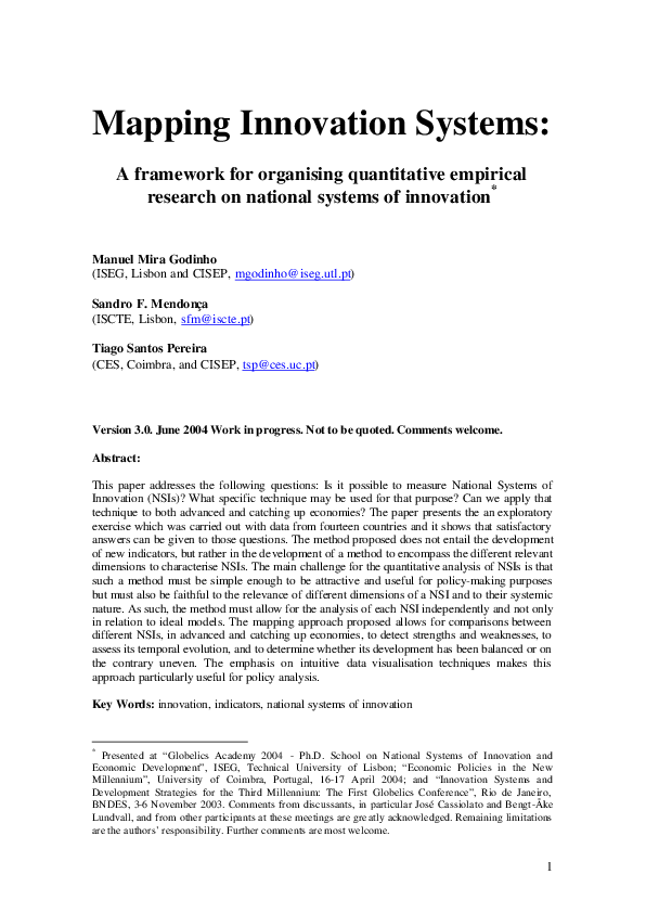 (PDF) Mapping Innovation Systems