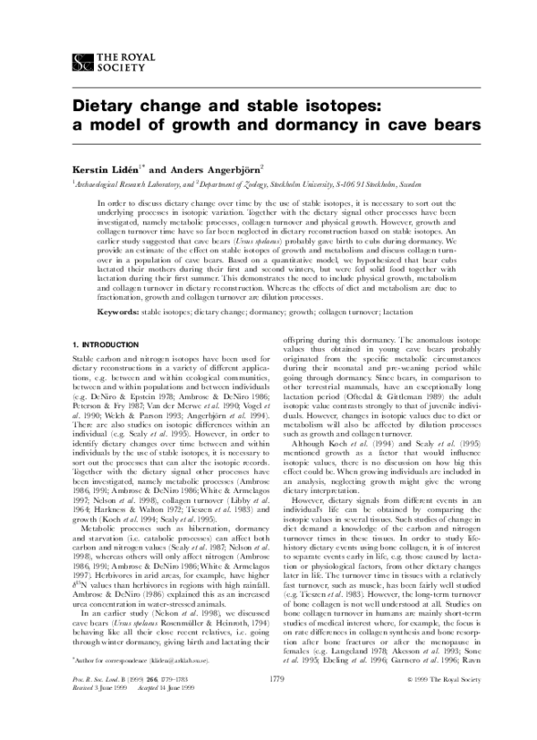 (PDF) Dietary change and stable isotopes: a model of growth and ...