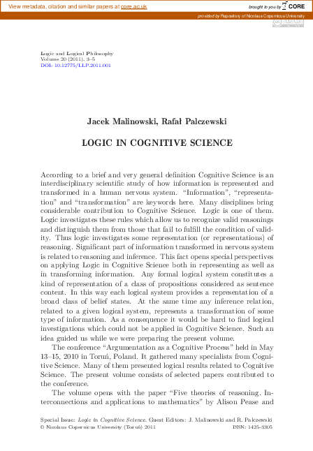 (PDF) Logic in cognitive science