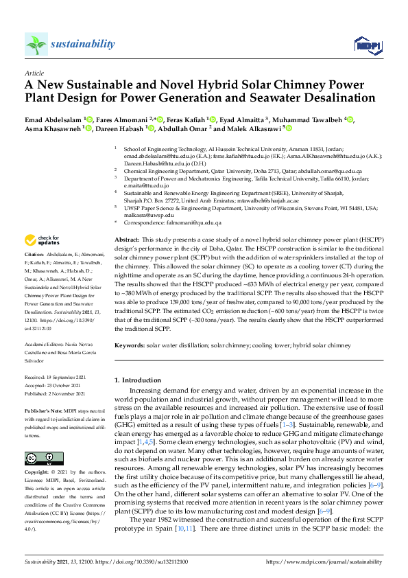 (PDF) A New Sustainable and Novel Hybrid Solar Chimney Power Plant ...