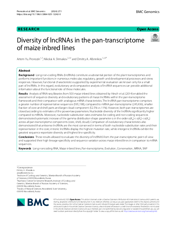 (PDF) Diversity of lncRNAs in the pan-transcriptome of maize inbred lines