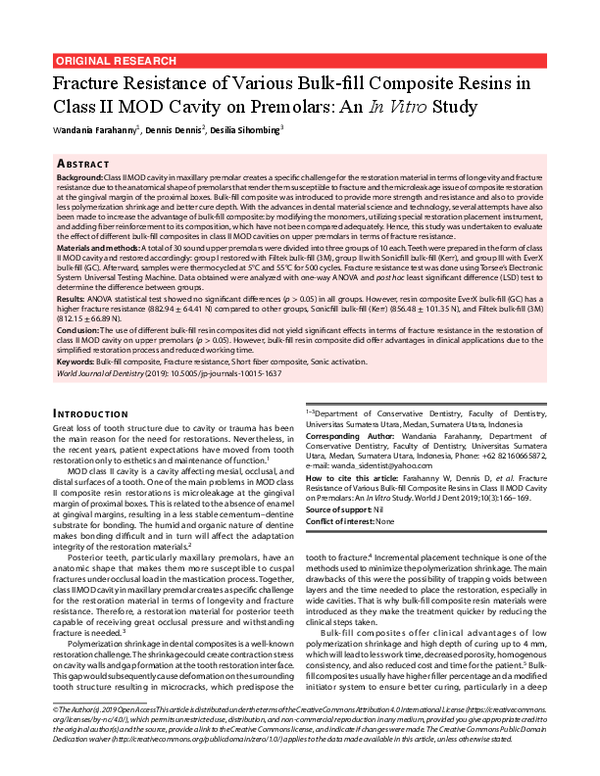 (PDF) Fracture Resistance of Various Bulk-fill Composite Resins in ...