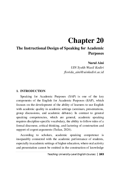 (PDF) The Instructional Design of Speaking for Academic Purposes