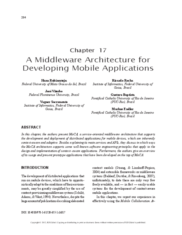 (PDF) A Middleware Architecture for Developing Mobile Applications