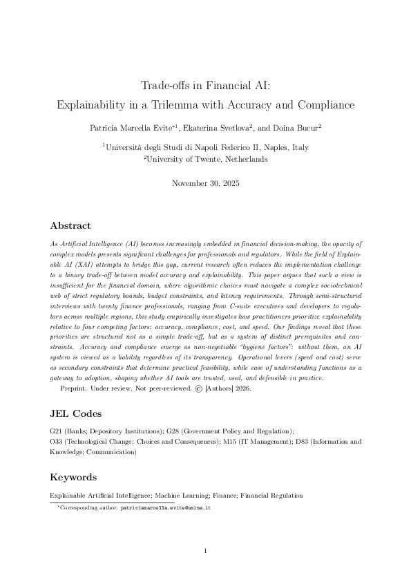 (PDF) Trade-offs in Financial AI: Explainability in a Trilemma with ...