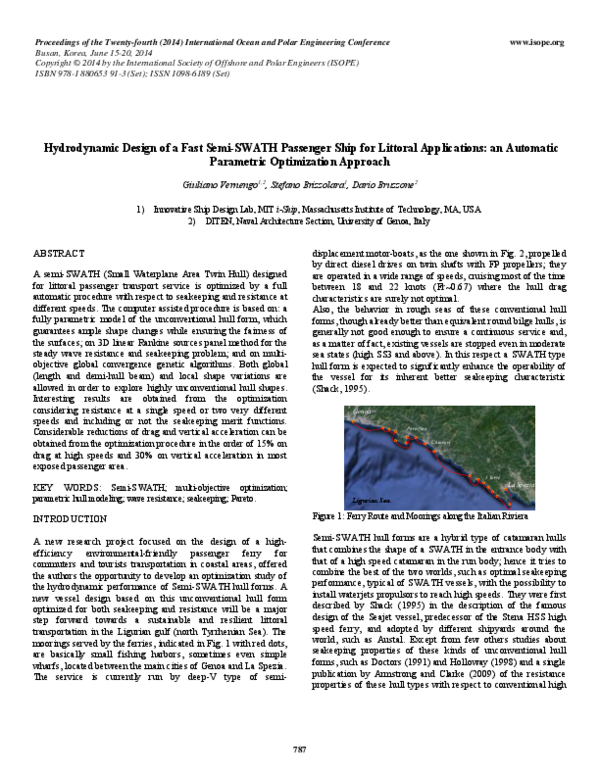 (PDF) Hydrodynamic Design of a Fast Semi-SWATH Passenger Ship for ...