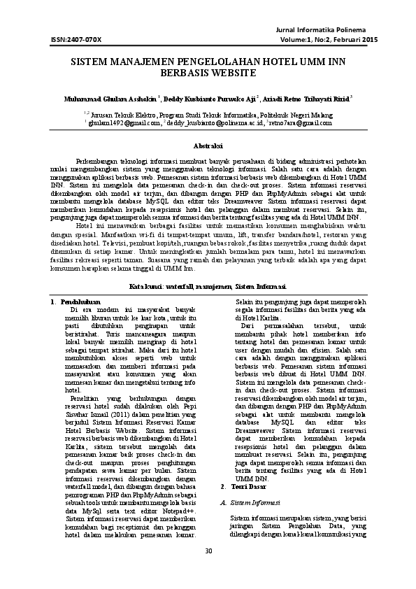 (PDF) Sistem Manajemen Pengelolahan Hotel Umm Inn Berbasis Website