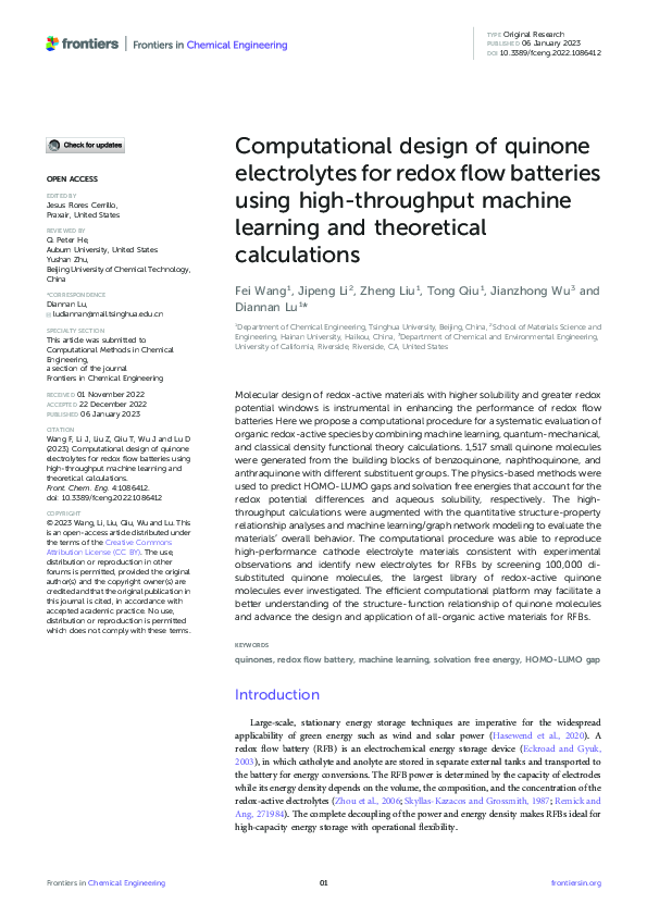 (PDF) Computational design of quinone electrolytes for redox flow ...