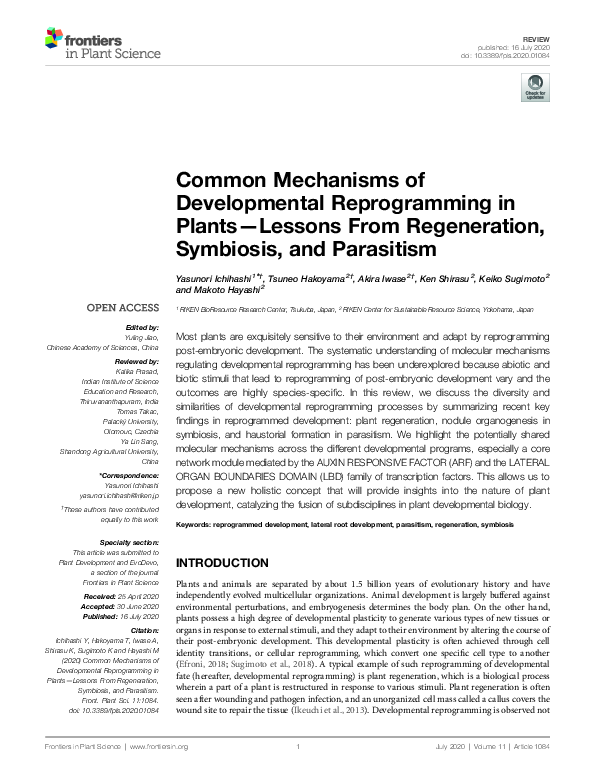 (PDF) Common Mechanisms of Developmental Reprogramming in Plants ...