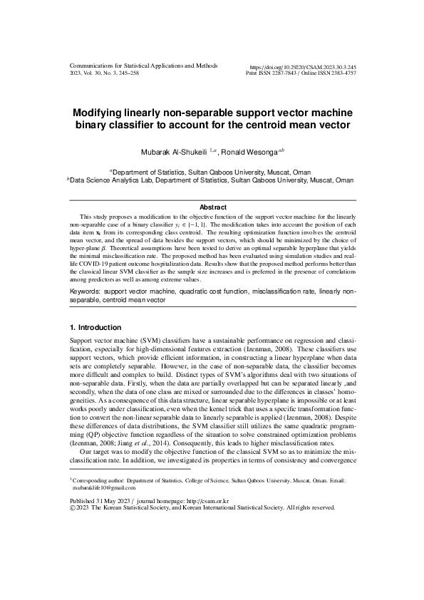 (PDF) Modifying linearly non-separable support vector machine binary ...