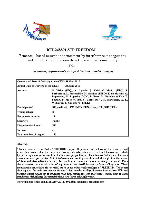 (PDF) FREEDOM Project. Scenario, requirements and first business model ...
