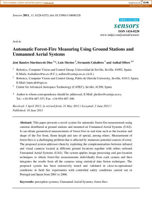(PDF) Automatic forest-fire measuring using ground stations and ...