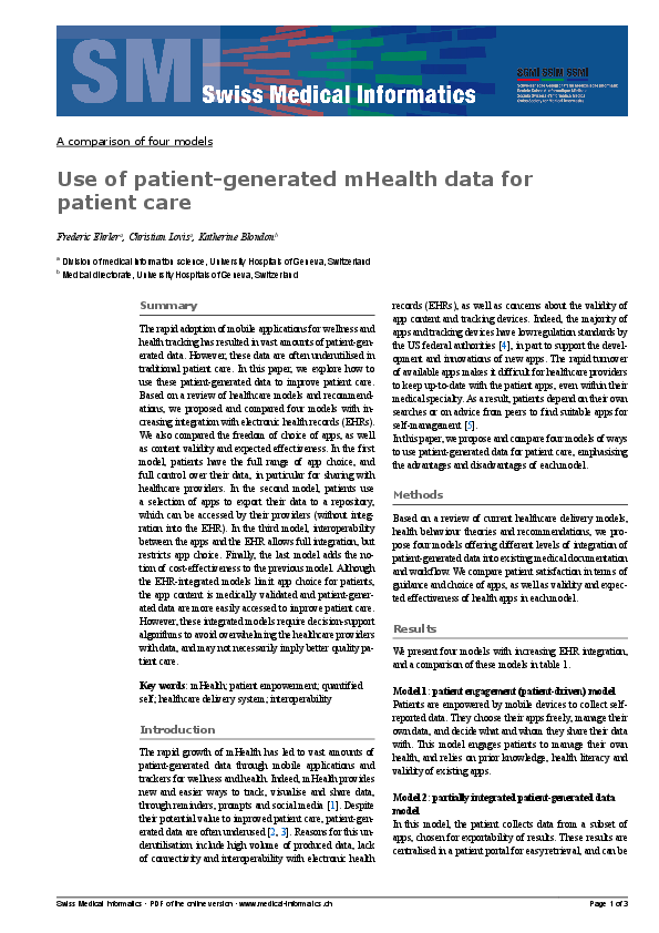 (PDF) Using of Patient-Generated mHealth Data for Patient Care: a ...