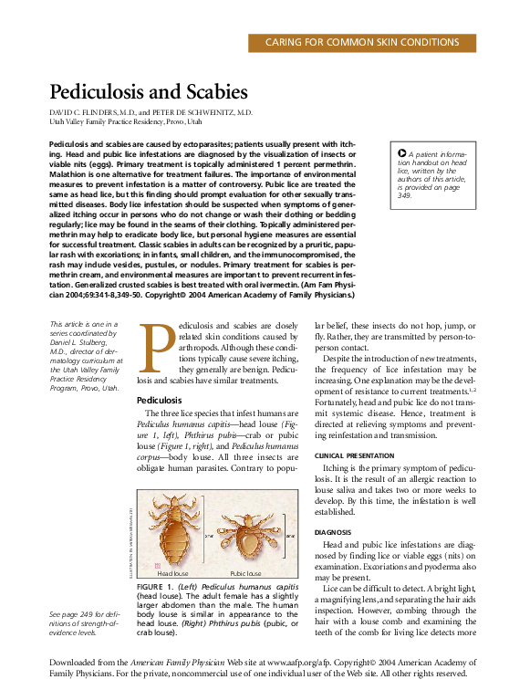 (PDF) Pediculosis and scabies