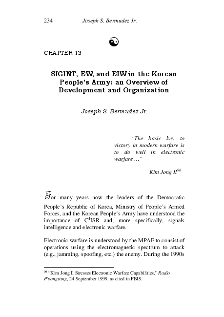 (PDF) SIGINT, EW, and EIW in the Korean People's Army: An Overview of ...