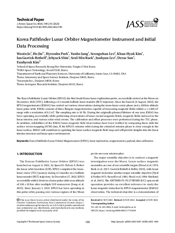 (PDF) Korea Pathfinder Lunar Orbiter Magnetometer Instrument and ...