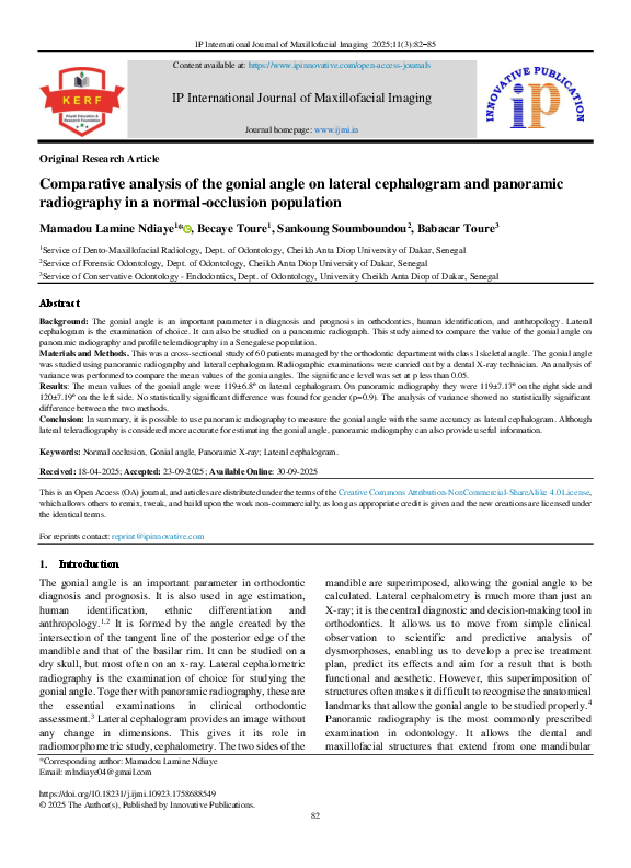 (PDF) Comparative analysis of the gonial angle on lateral cephalogram ...