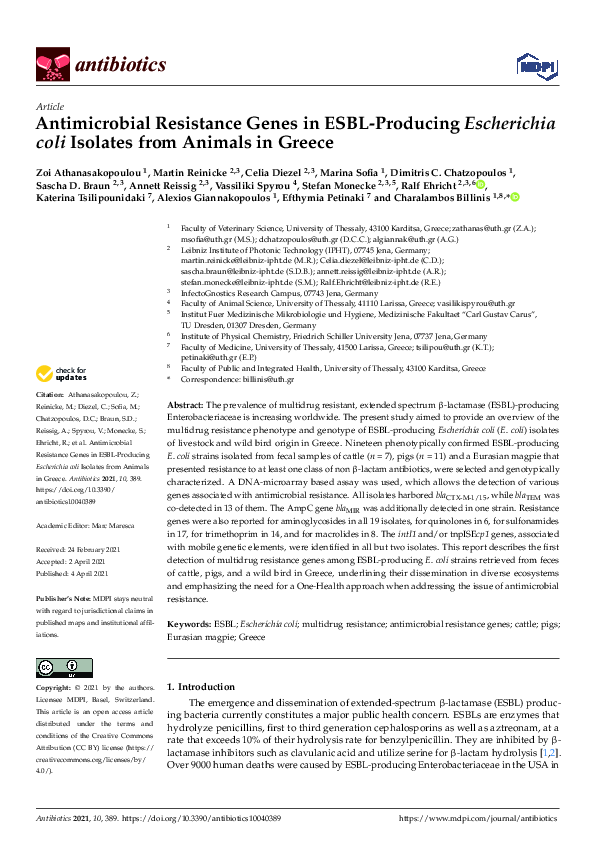(PDF) Antimicrobial Resistance Genes in ESBL-Producing Escherichia coli ...